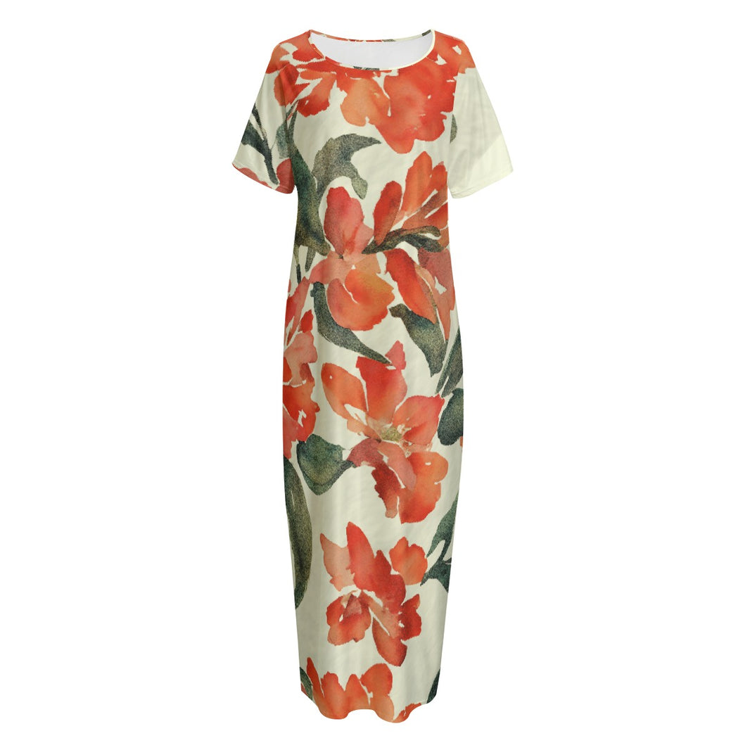 All-Over Print Women's Night Long Dress With Pocket [JW] – Silver Grey ...