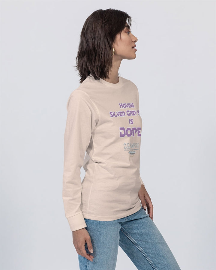 Women's Long Sleeve Tee | Lane Seven – Silver Grey white hair inspiration